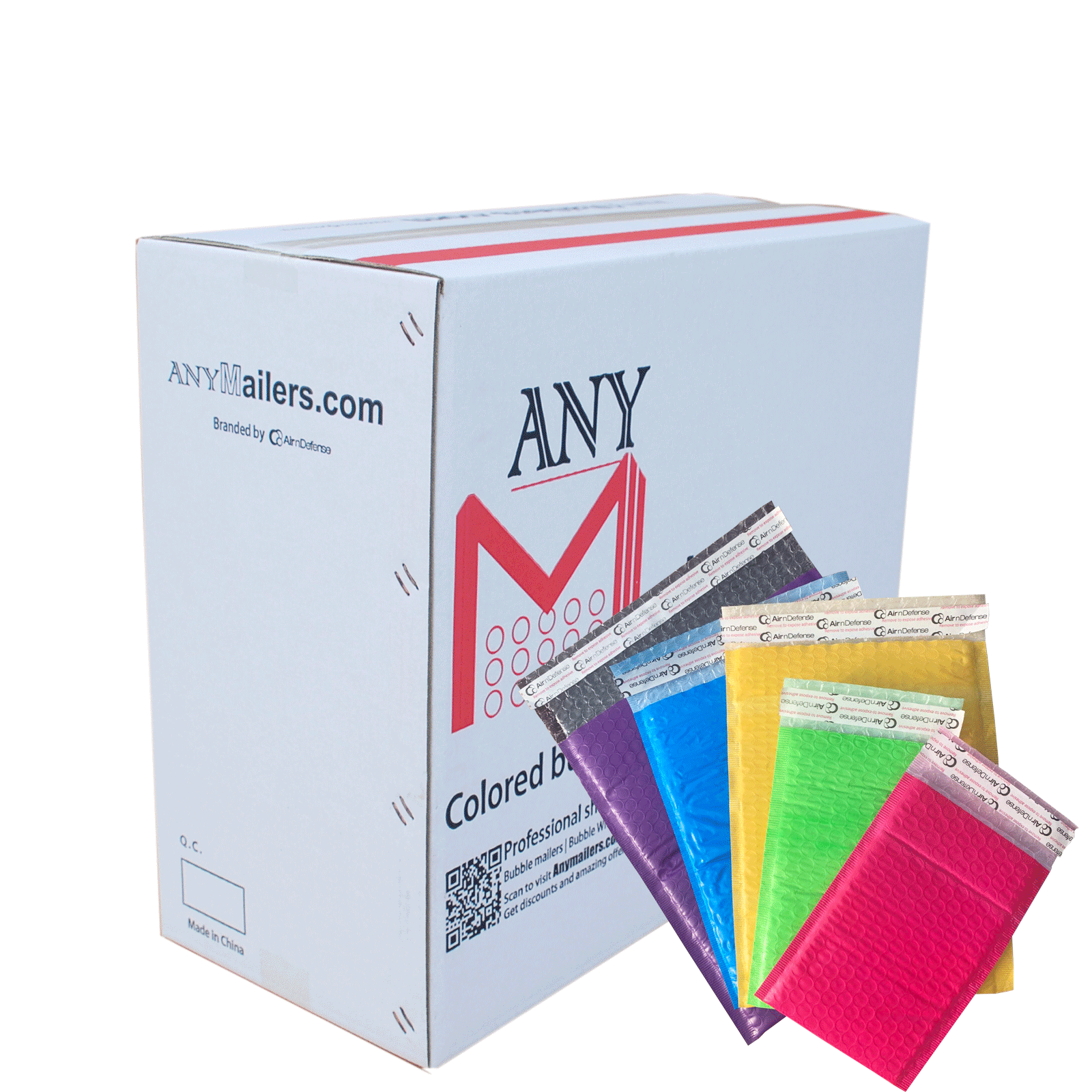 AirnDefense #0 6.5x10" Colored Poly Bubble Mailers Shipping Padded Env